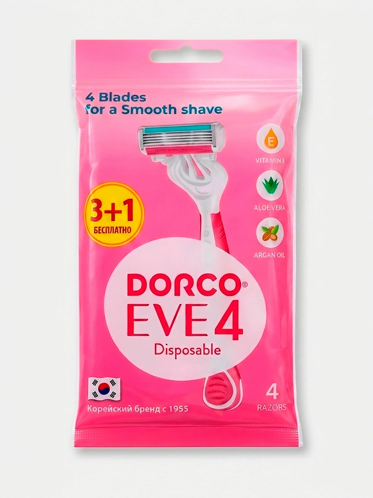 Dorco Eve4 Одноразовые женские бритвы (4 станка), 4 лезвия