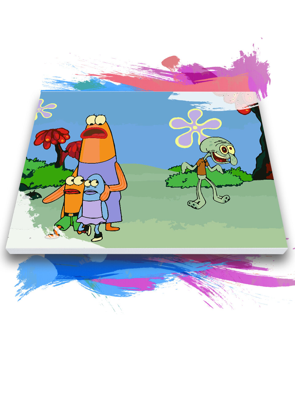 Картина по номерам на холсте Crazy Squidward Meme, 80 х 100 см