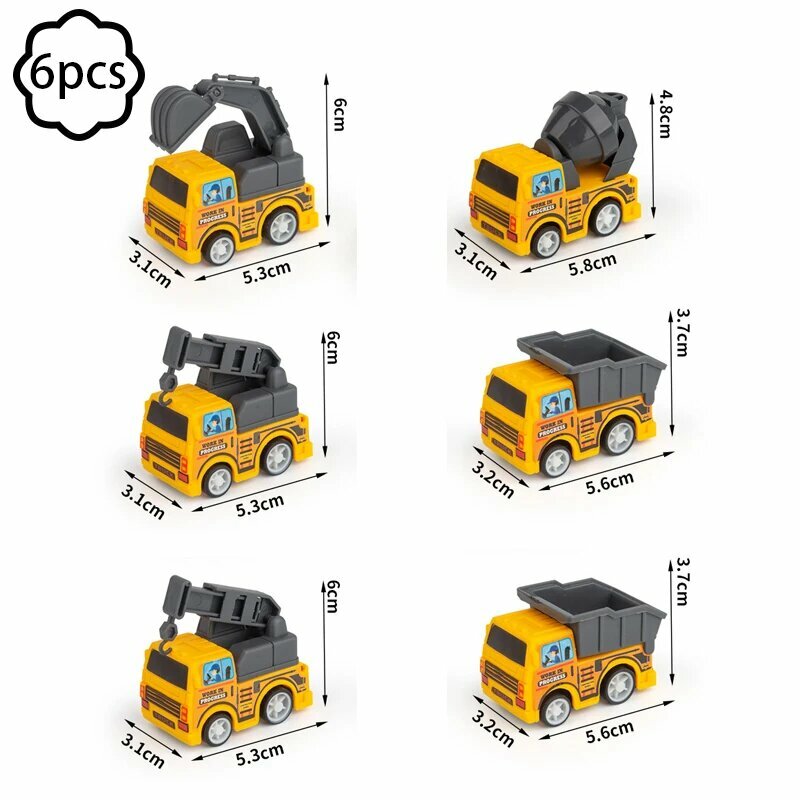Игрушечные экскаваторы XMSJ для декора вечеринки 6pcs Toys