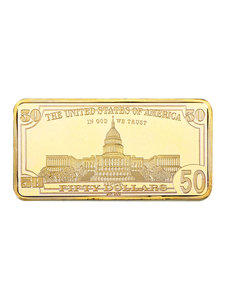 Слиток бестмани "USA PROOF", 50 долларов, 2015 г, 41 г, 50х28 мм — фото 1