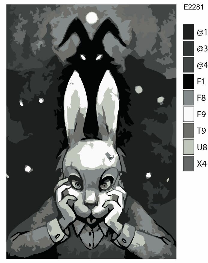 Детская картина по номерам E2281 "Игра Tiny Bunny (Зайчик). Антон Петров и Хозяин леса" 20x30