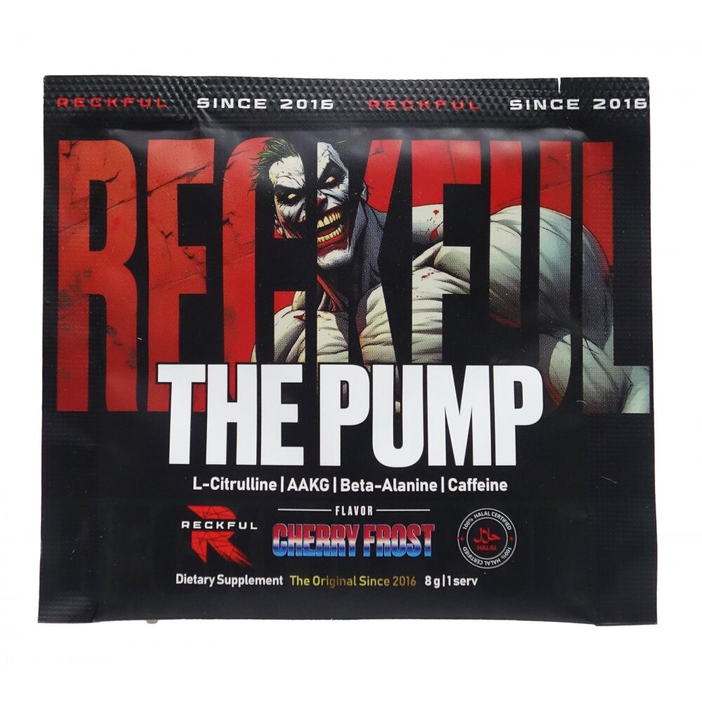 Предтреник Reckful The Pump, 8 г / 1 порция, Вкус Cherry Frost / Вишневый Иней