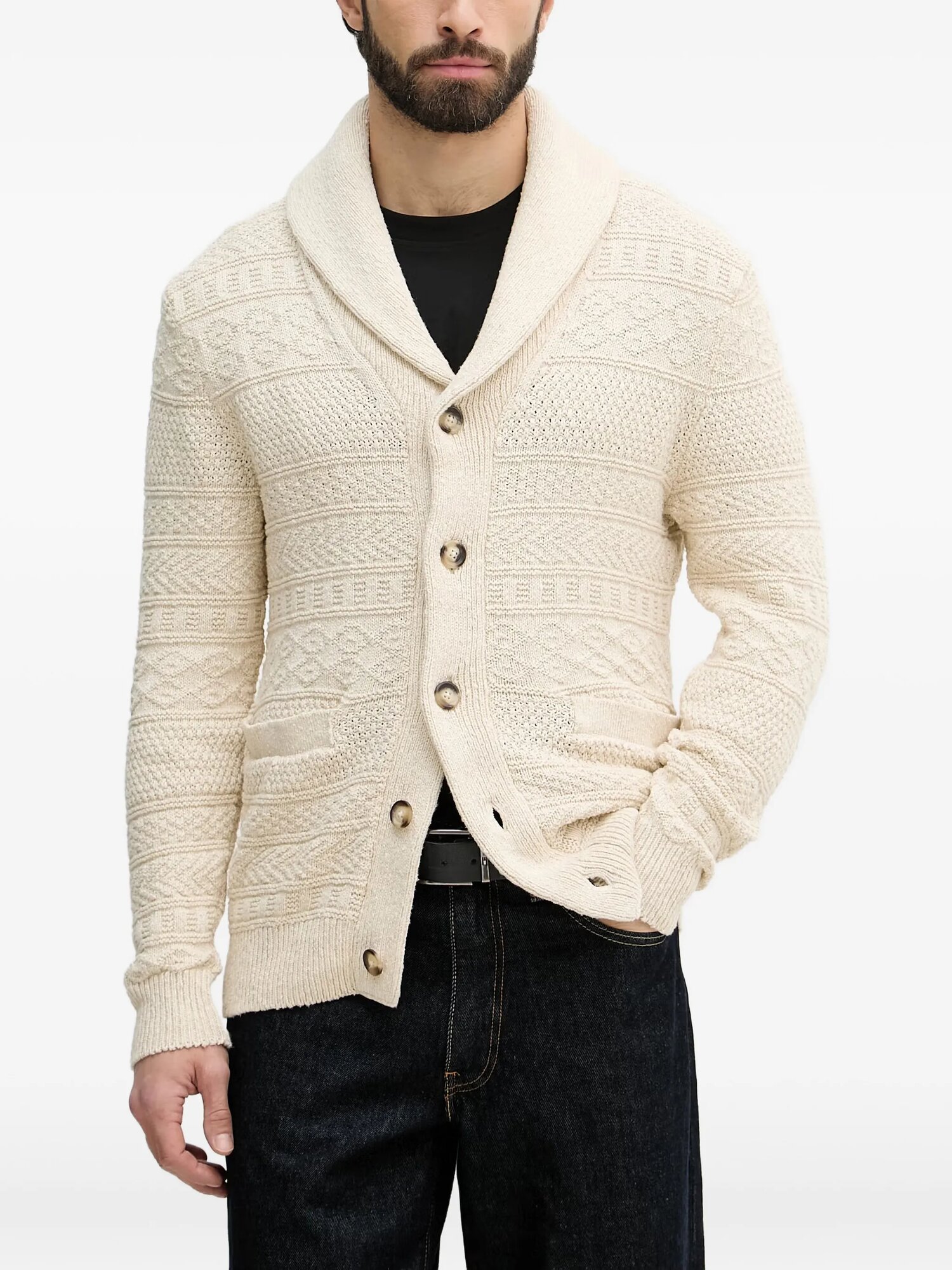Кардиган Cable-knit shawl-collar cardigan