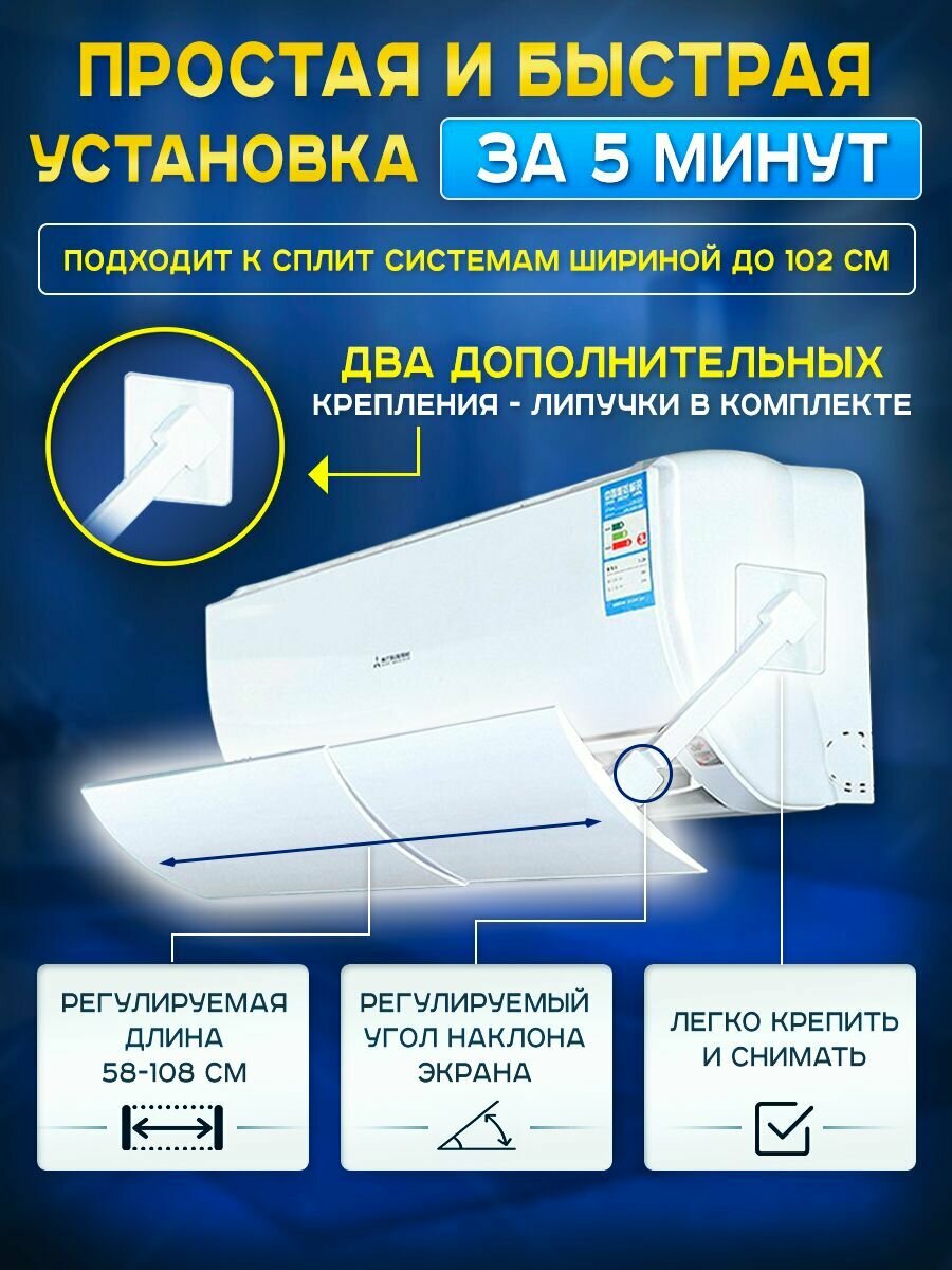 Экран для кондиционера/ Защитный экран для кондиционера/ Дефлектор для сплит системы