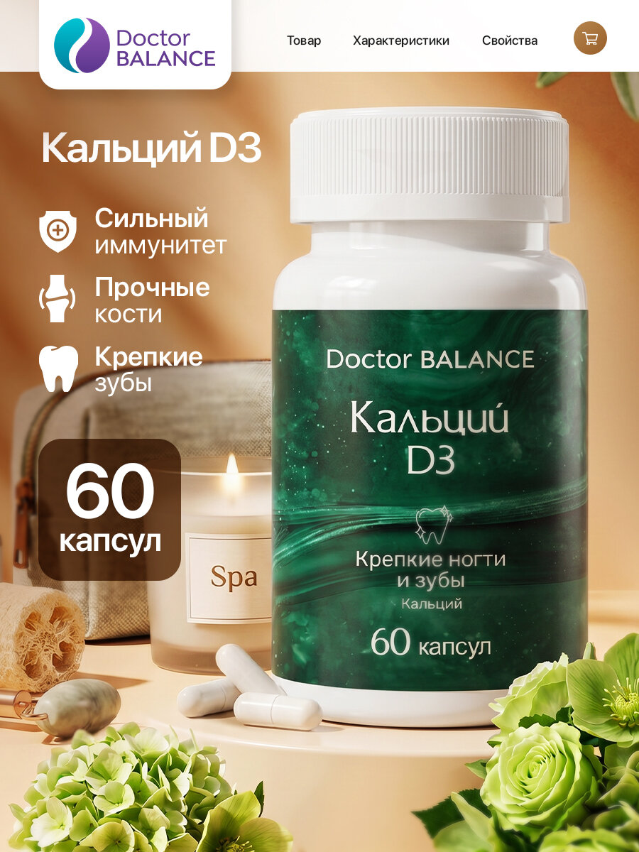 БАД к пище Кальций Д3 - 60 капсул