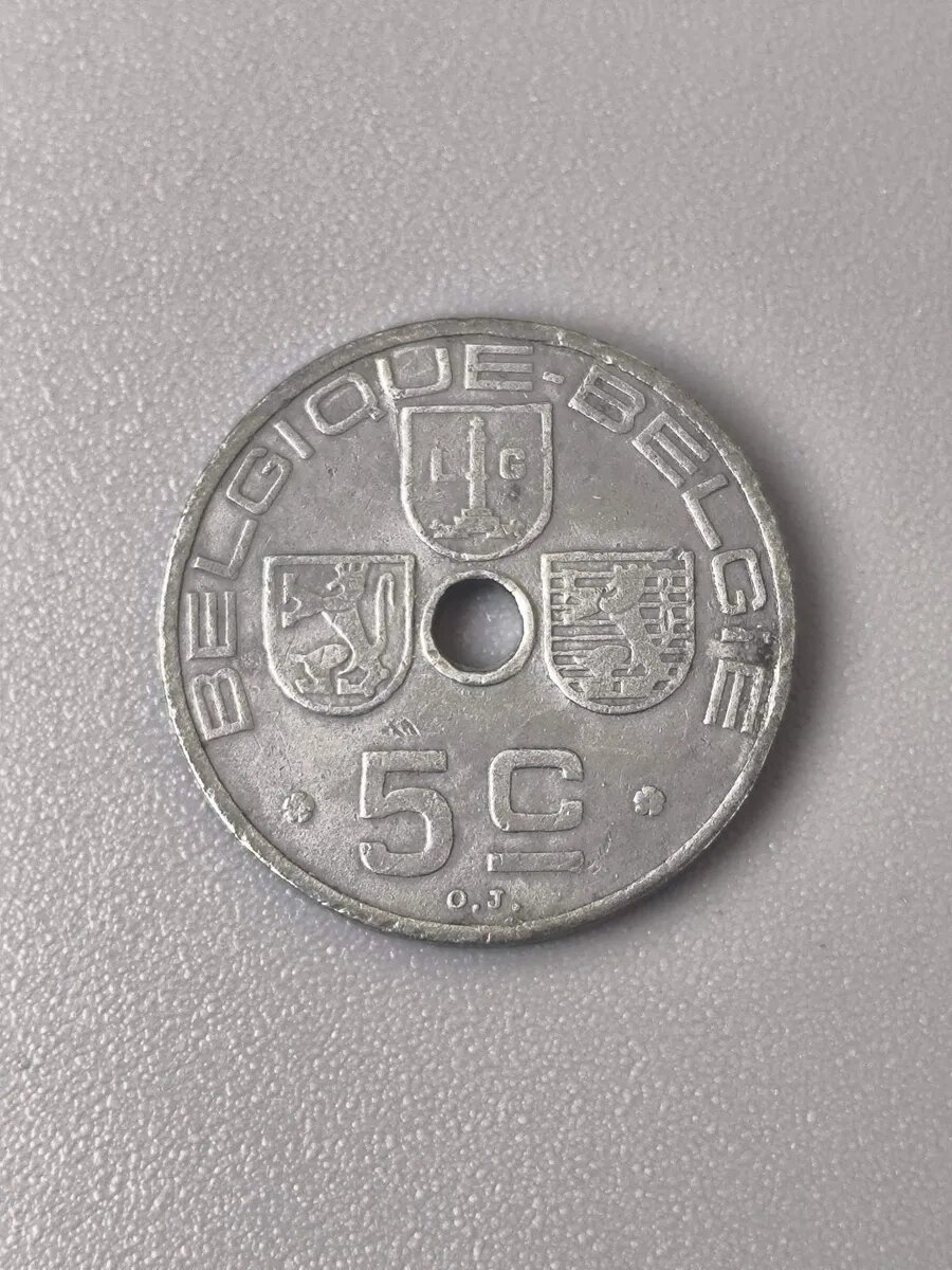 Монета 5 сантимов Бельгия 1941 г