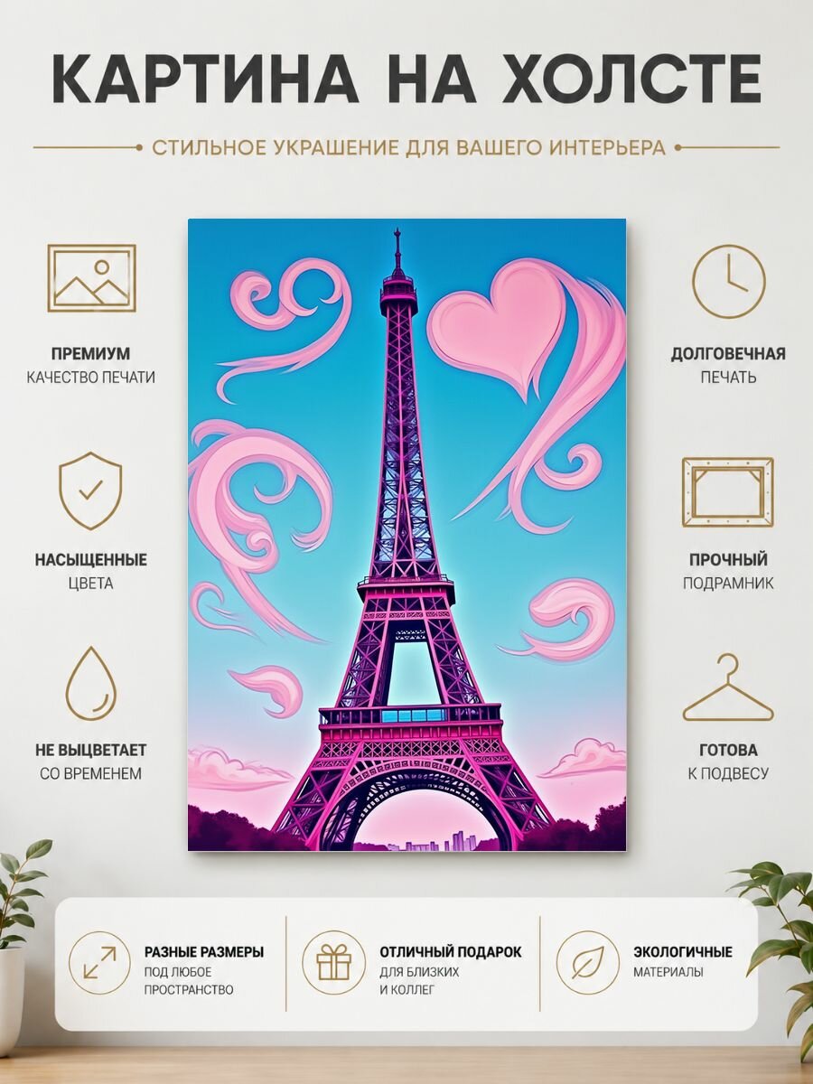 Картина на холсте Эйфелева башня 20x30 см