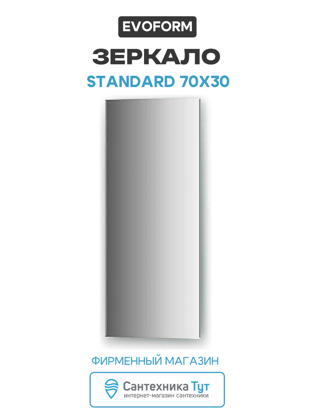 Зеркало Evoform Standard 70х30 без подсветки, стильный дизайн