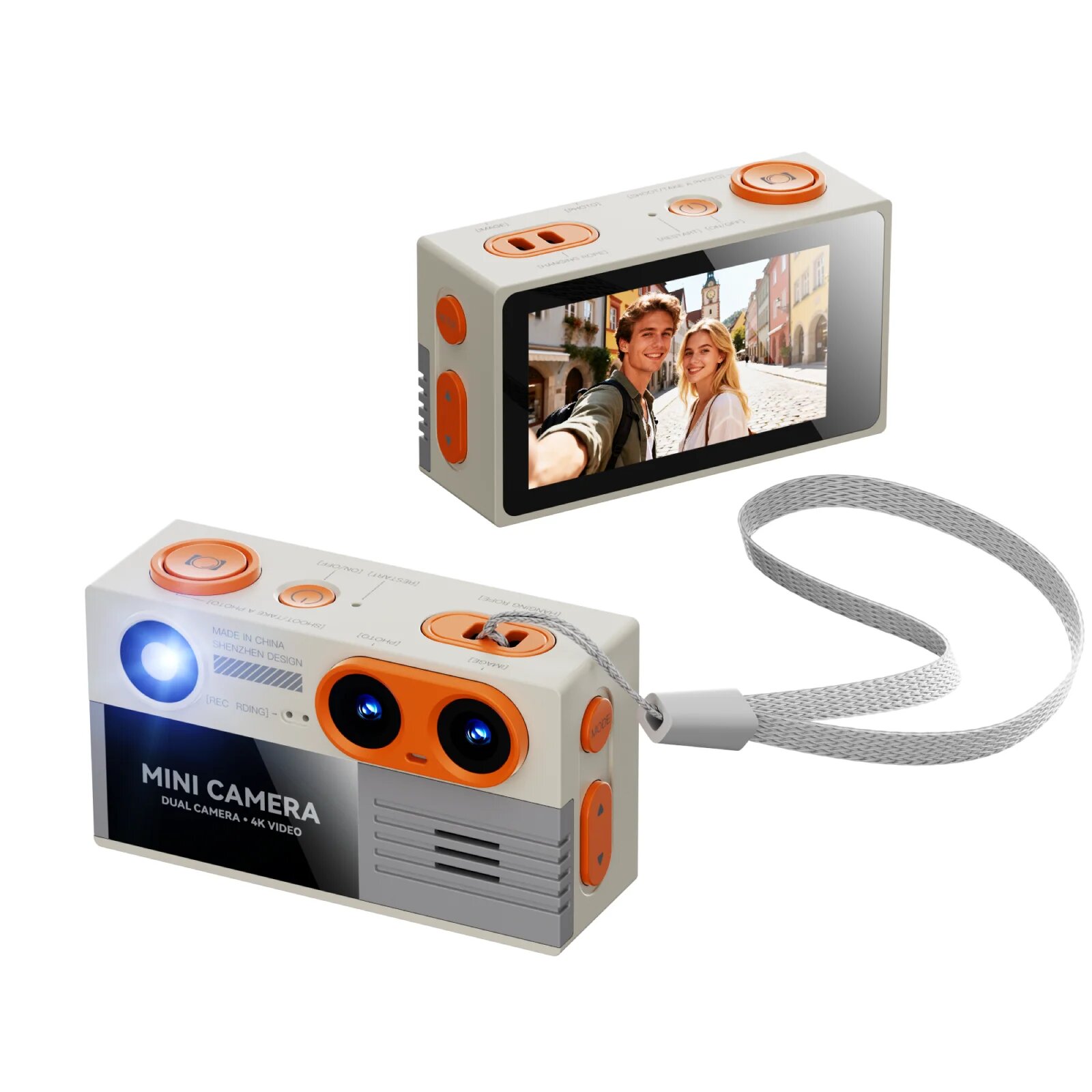 EOENKK G9 4K Retro Mini мини-видеокамера Camera Add 128G, G9 Orange Gray