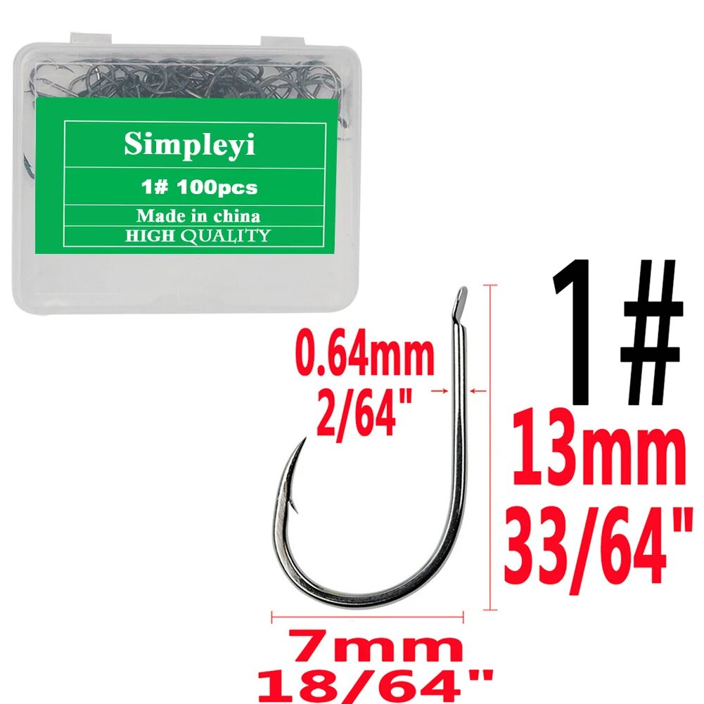 Прочные рыболовные крючки Simpleyi из высокоуглеродистой стали для ловли карпа size 1