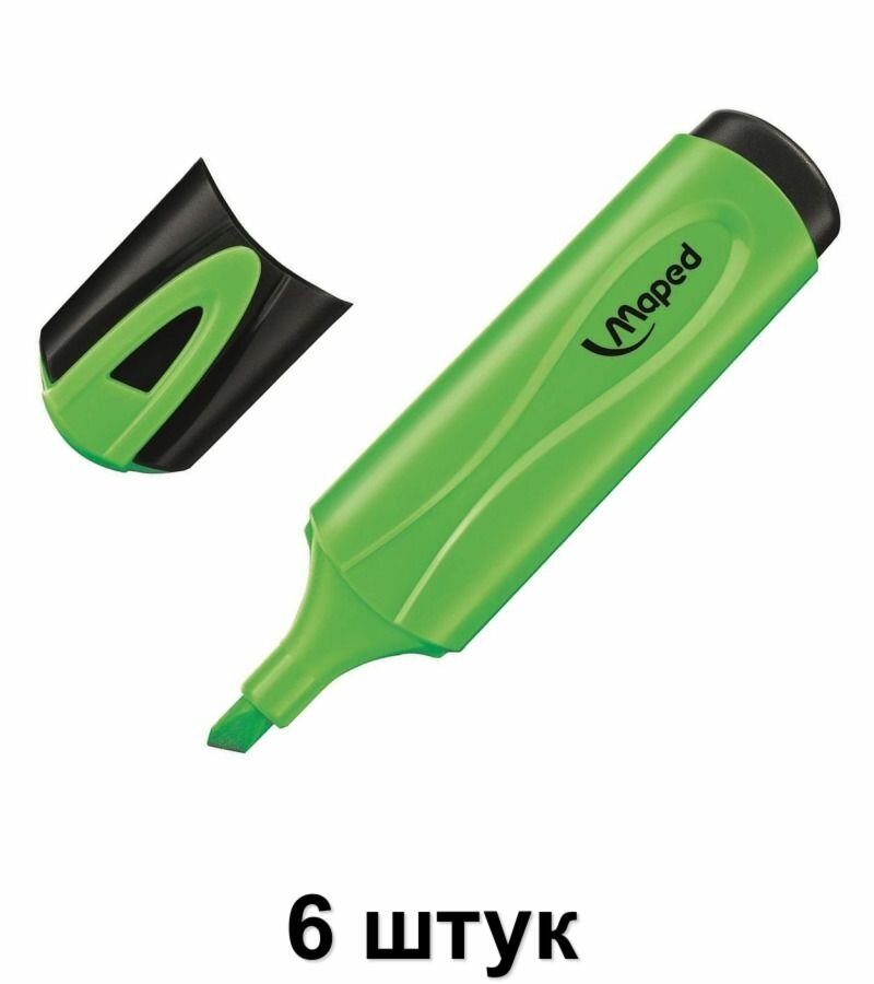 Maped/ Текстовыделитель Fluo Pep's Classic Зеленый, 1-5 мм, 6 шт
