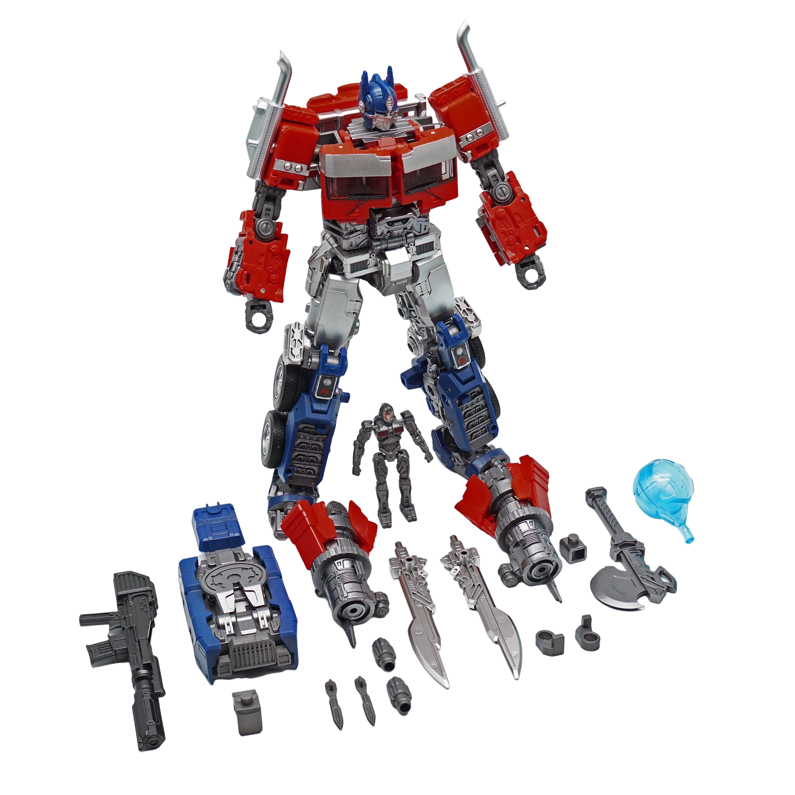 Игрушка-трансформер 18cm Heroic Optimus Primed, фигурка действия, робот-трансформер, автомобиль-грузовик, для детей, красный, синий, серый, стандартное издание, 4 оружия
