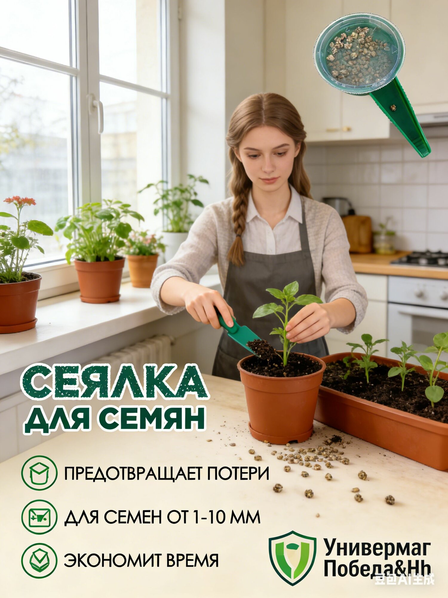 Сеялка ручная, Пластик, рукоять Пластик
