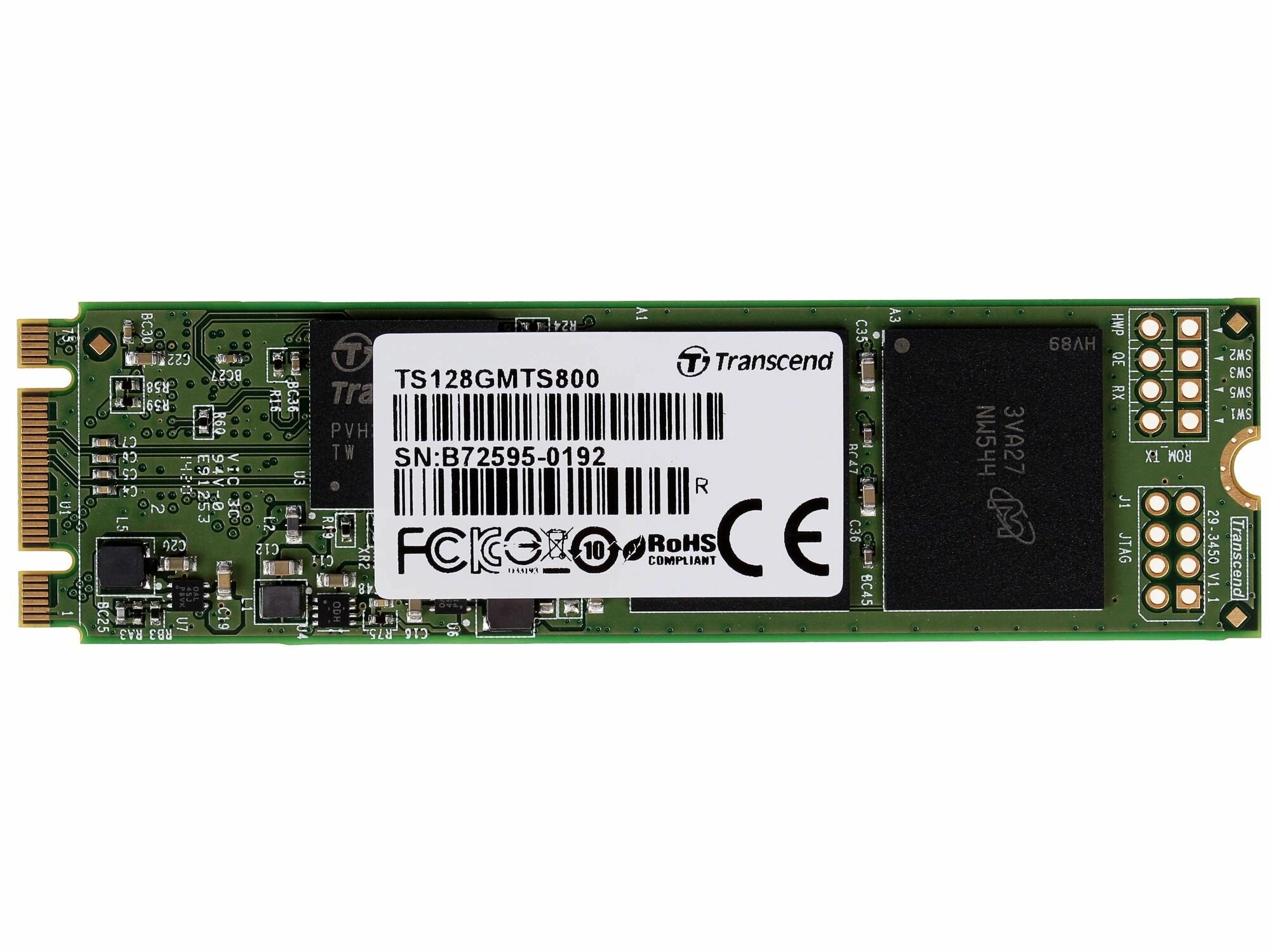 128 ГБ M.2 NVMe накопитель Transcend MTS800 (TS128GMTS800) - SATA III, чтение - 560 МБ/с, запись - 460 МБ/c, TBW - 150