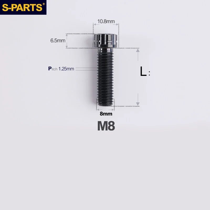 Болт M8x45mm D10.8, черный, 2шт