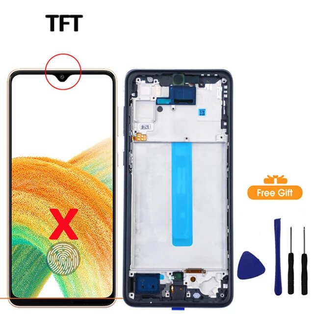 AMOLED-дисплей Для Samsung Galaxy A33 5G, Сенсорный ЖК-экран, Замена Дигитайзера, TFT With Frame