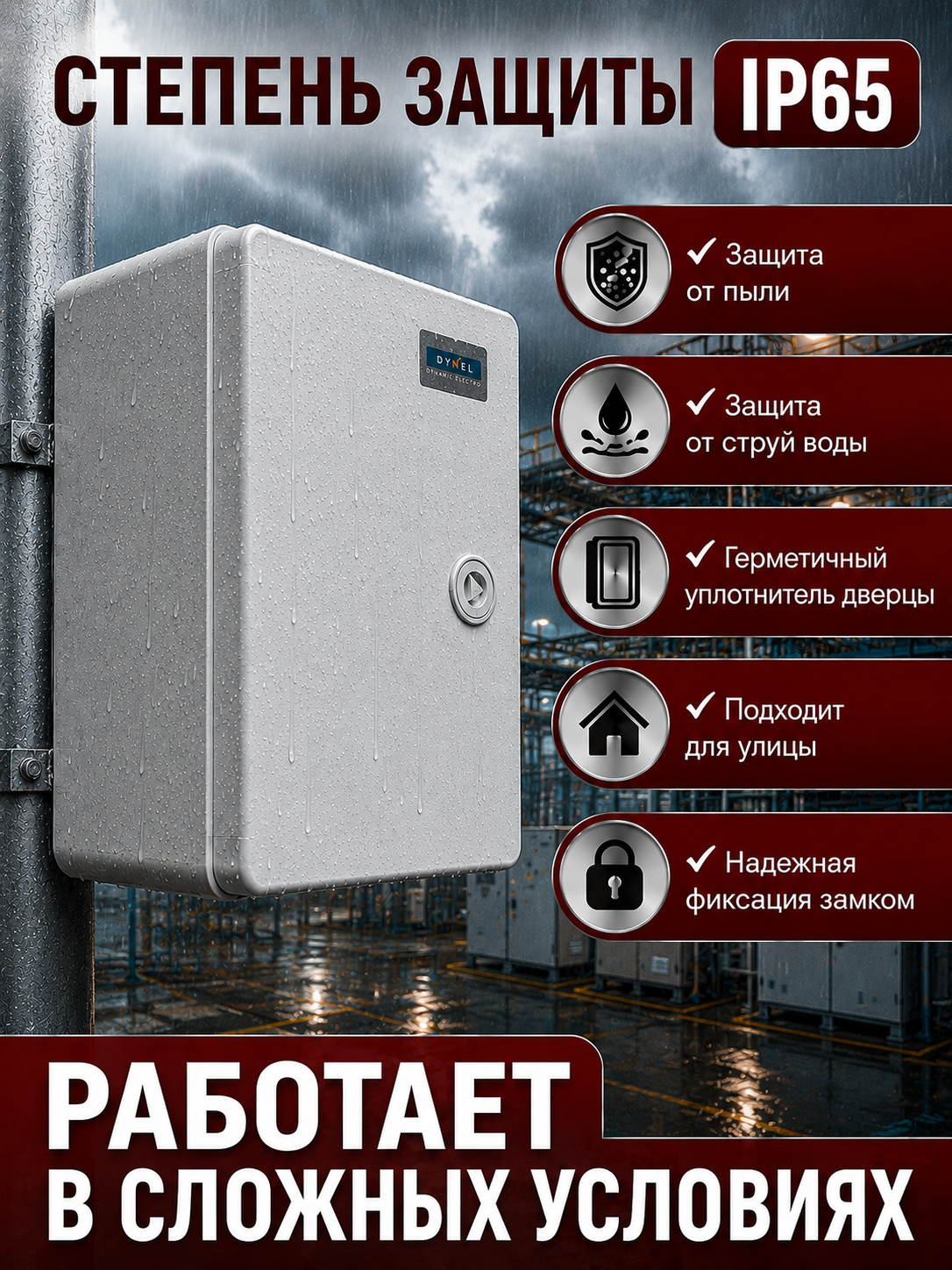 Щит распределительный навесной ЩМПп УХЛ1 ABS 280х210х130мм IP65 DYNEL