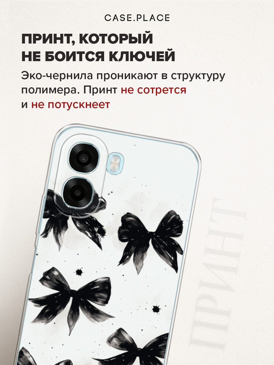 Силиконовый чехол на Oppo A6x / Оппо A6x с принтом Черные банты — фото 1