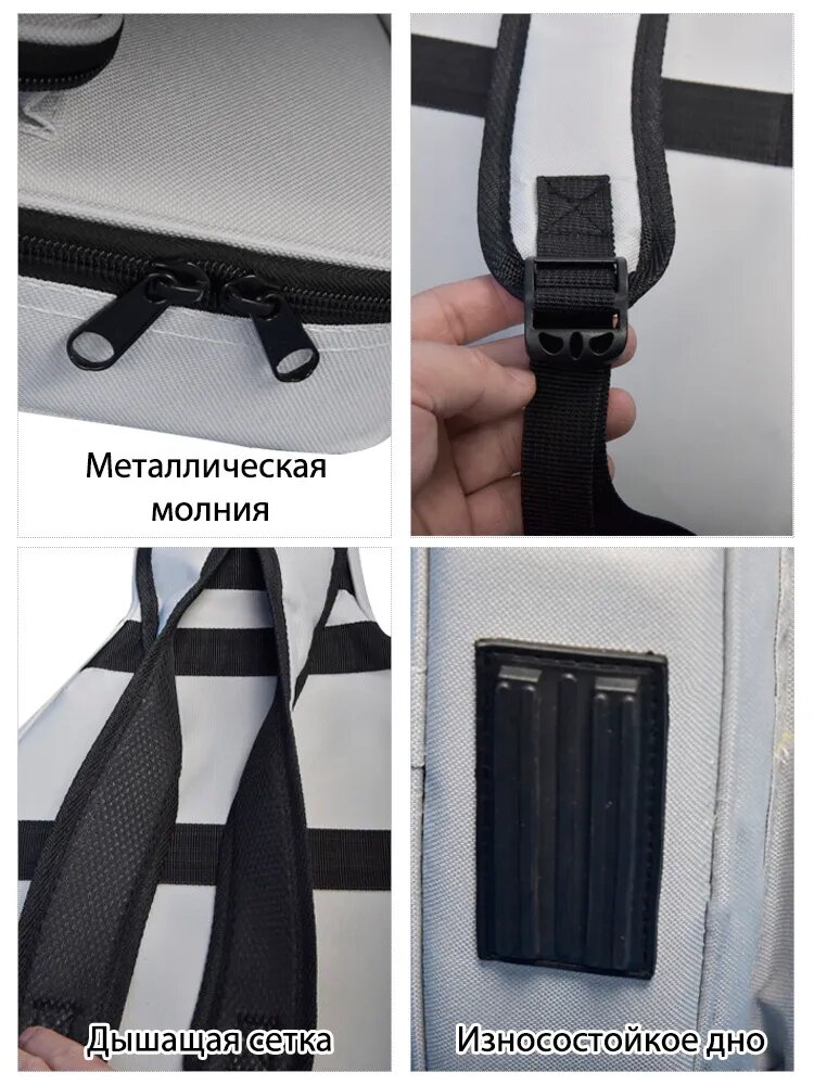 Сумка для электрогитары серая с двойными карманами 15 мм (с подголовником))