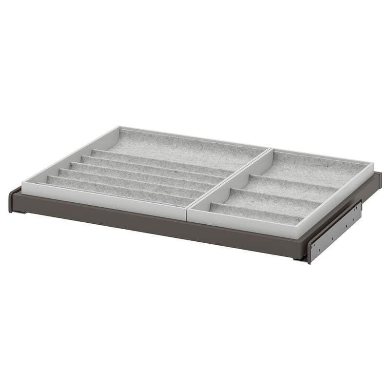 Корзина для хранения IKEA KOMPLEMENT выдвижная полка с вкладышем, темно-серый/светло-серый, 75x58 см 394.370.53