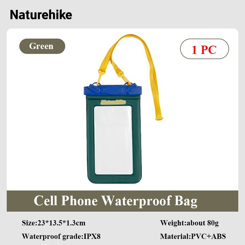 Naturehike Водонепроницаемая сумка для телефона Зеленый, Green