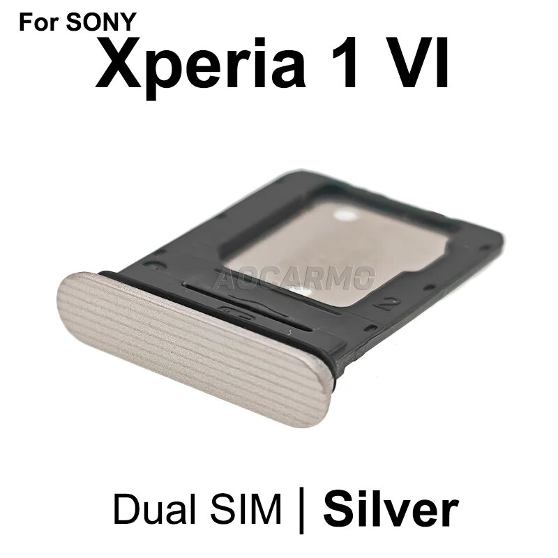 Aocarmo для Sony Xperia 1 VI XQ-EC72 XQ-EC54 X1vi, лоток с двумя SIM-картами, ящик, серебро