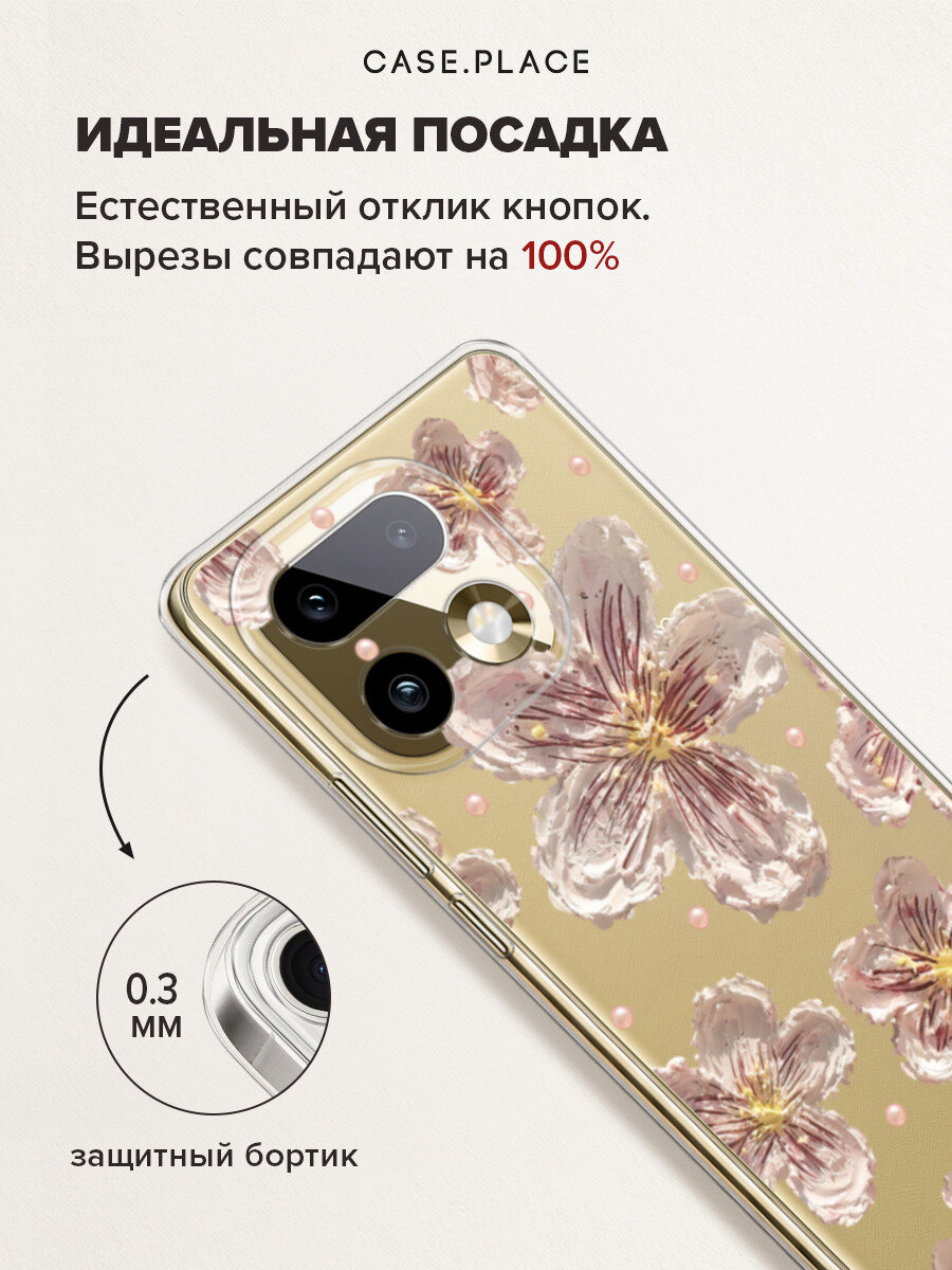 Чехол на Realme 16 Pro+ / Реалми 16 Про+ с принтом Розовые цветы красками — фото 1