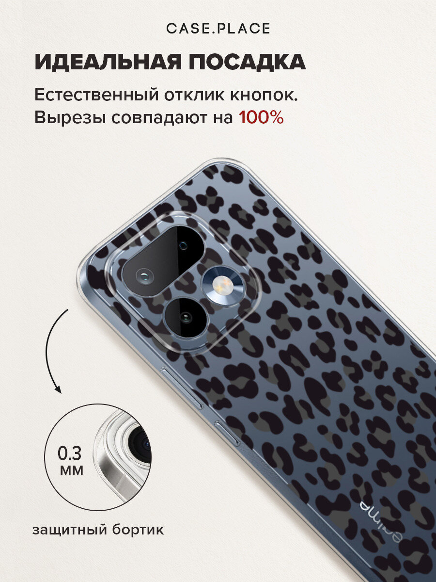 Чехол на Realme 16 Pro / Реалми 16 Про с принтом Паттерн черный леопард — фото 1