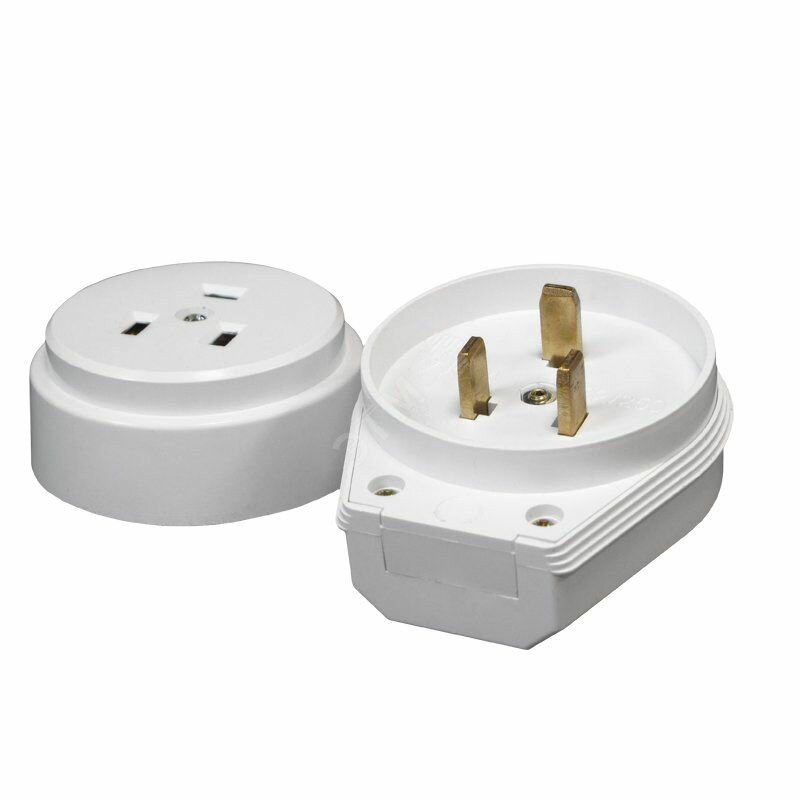 Разъем РШ-ВШ 32А 250В 2P+PE ОУ пластиковый белый Simple AS-250-O-01 EKF