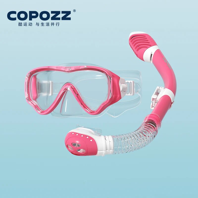 COPOZZ Детская маcка для дайвинга полнолицевая HD Pink set
