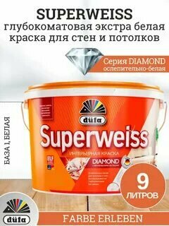 Краска интерьерная Dufa SuperWeiss Diamond для стен и потолков, 10 л