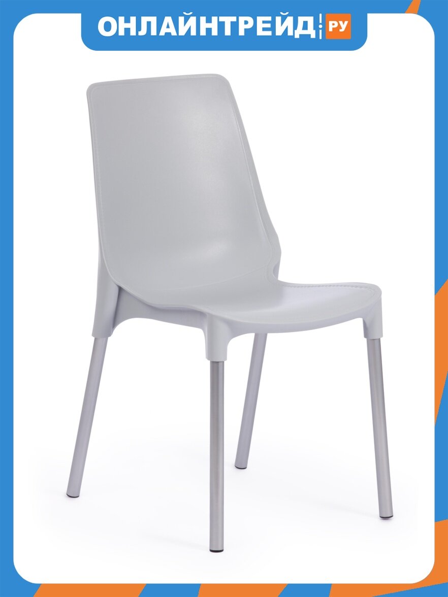 Стул Tetchair Стул GENIUS (mod 75) металл/пластик, 46x56x84cм, серый/ножки хром 4 в 2 уп.