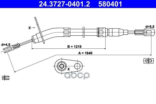 Трос ручного тормоза L MERCEDES W123 07/76-07/85 Ate арт. 24-3727-0401-2