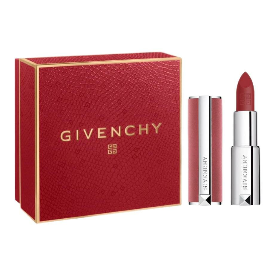 Помада женская Givenchy Лимитированная серия к Новому году Флакон-помада Бархатный Вельветовый матовый тон, осветляющий кожу, 3.4 г, оттенок #N27 Snow persimmon peach