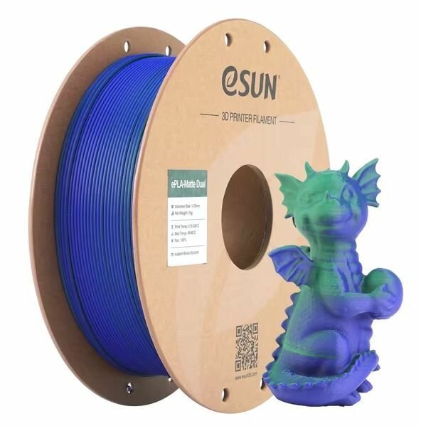 Пластик eSUN матовый ePLA-Matte Dual 1.75 мм, Сине-зеленый 1 кг.