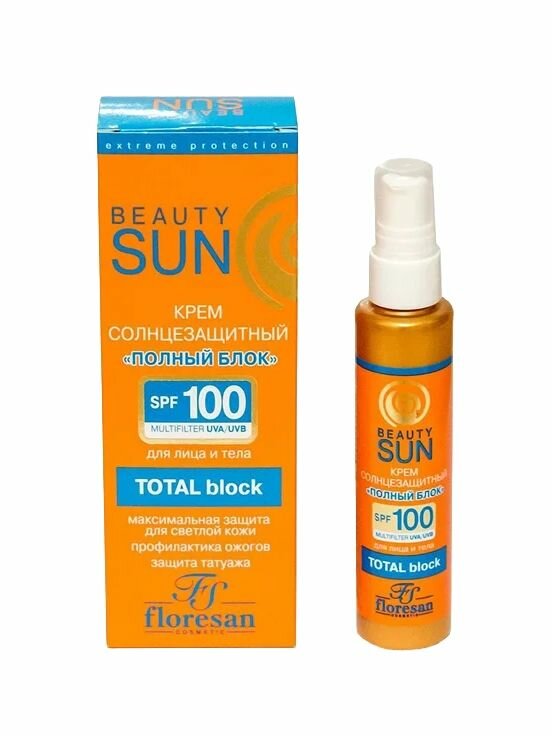 Крем солнцезащитный для лица и тела SPF100 Floresan Total block