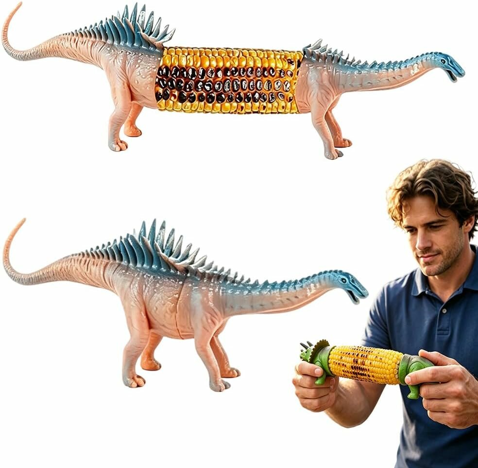Dinosaur Corn Cob Holders, Prongs Funny Novelty Corn with Stainless Steel on the Cob Picks for BBQ Party Dining Table Accessories (T-Rex)