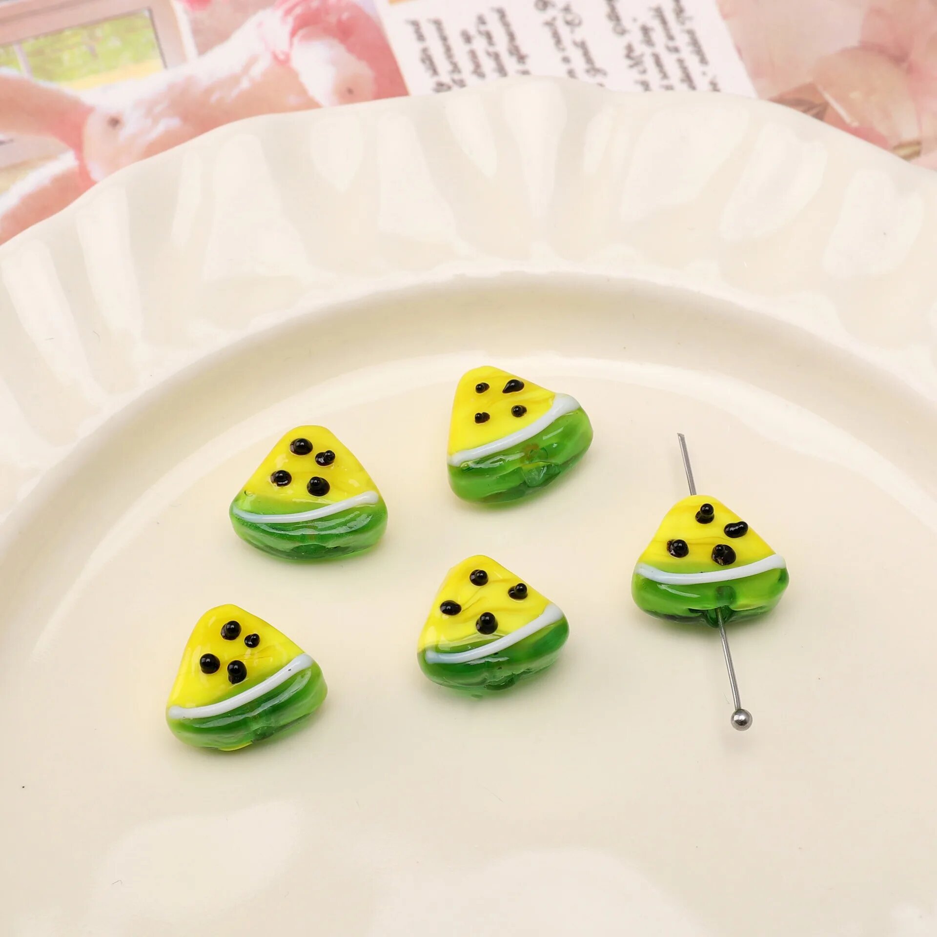 JXLOVEWJ стеклянные бусины в форме фруктов Зеленый, 25 Size 14x13mm