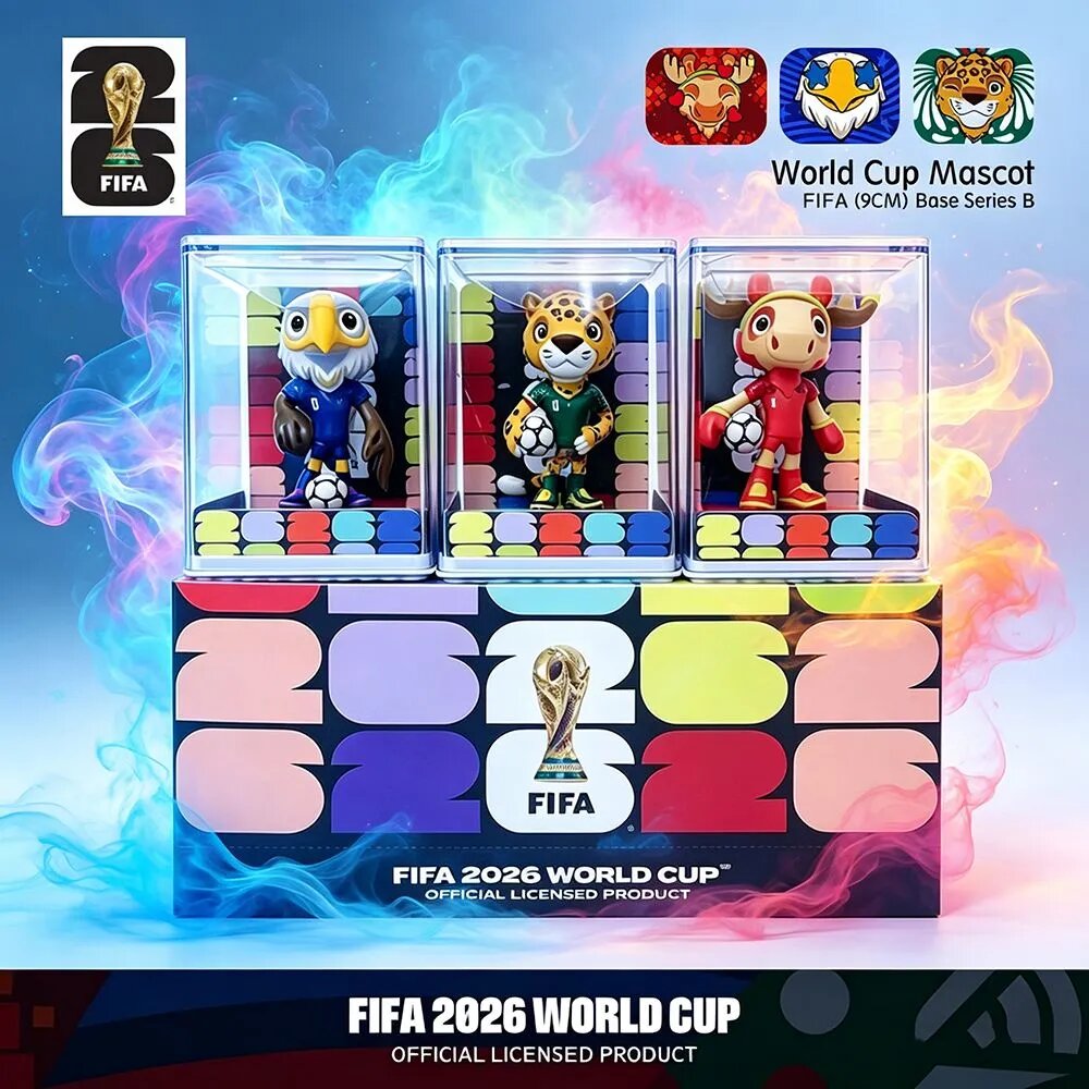 Официально лицензированный набор талисманов ЧМ 2026 FIFA три штуки мини фигурки Maple Zayu Clutch 9 см коллекционные футбольные сувениры