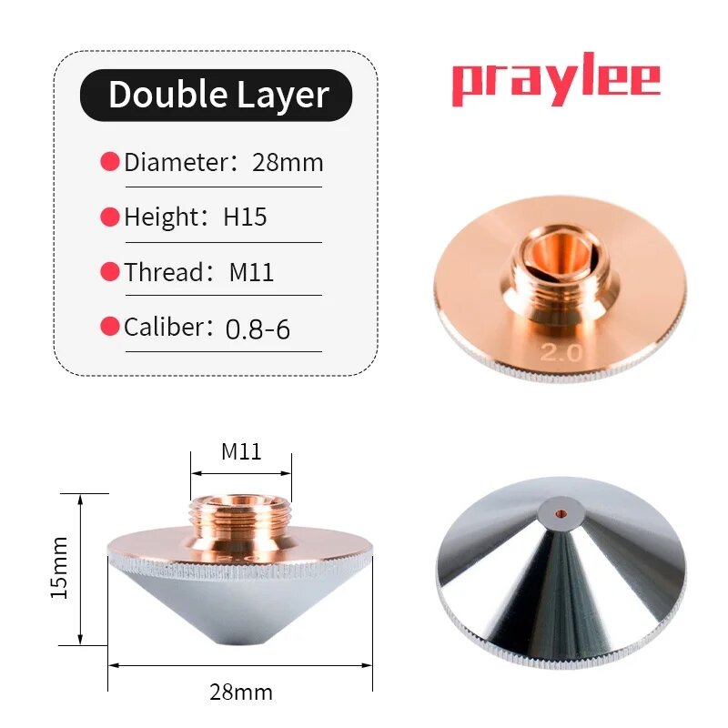 Лазерное сопло 28мм M11, Калибр 3.0mm, Double Layer
