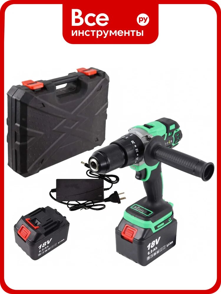 Аккумуляторная ударная дрель-шуруповерт Zitrek Green Impact 18V (18В, Li-ion 2x5.0Ач) 063-4046, 18 В, Компактный