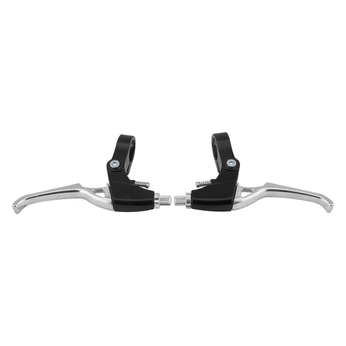 Тормозные ручки велосипедные Clarks CLK-2B MTB комплект для v-brake/кантилеверного тормоза, под два пальца. Одна пара, черно-серебристые
