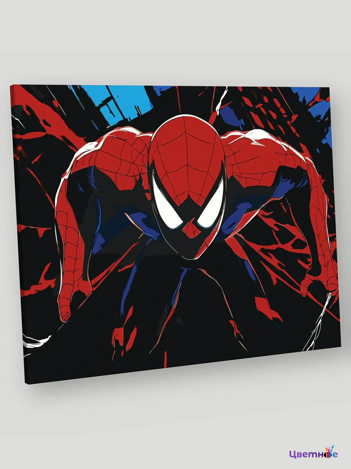 Картина по номерам на холсте с подрамником "Человек паук Spiderman: арт" Раскраска 40x50 см, Супергерои Кино Фэнтези