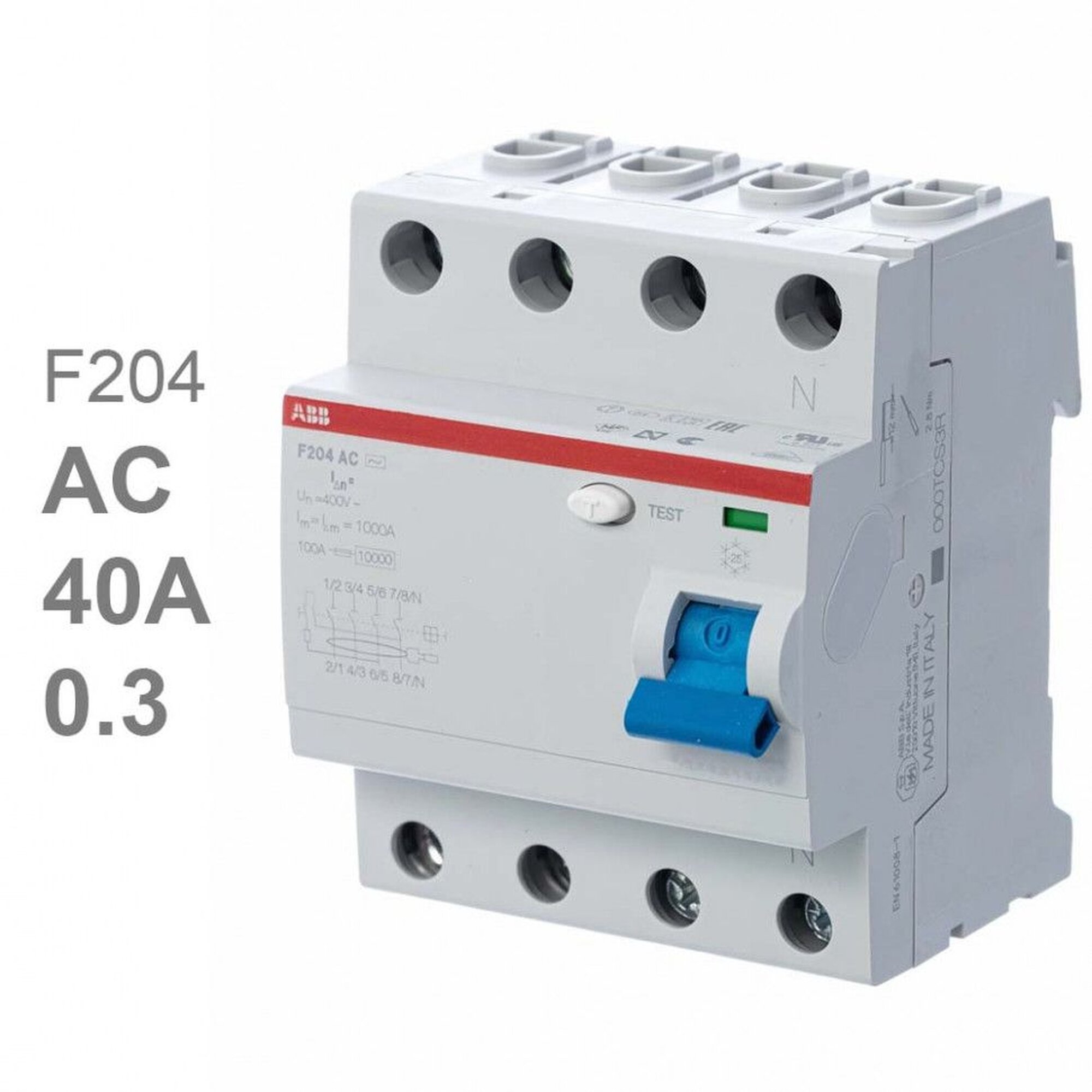 Выключатель дифференциальный УЗО ABB F204AC-40/30mA 2CSF204001R1400