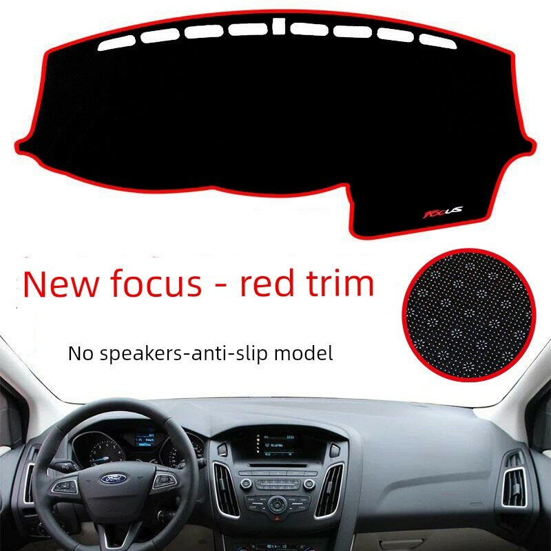Солнцезащитный козырек для Ford Focus 2012-2018 (хэтчбэк), красная кромка, противоскользящий, без динамика