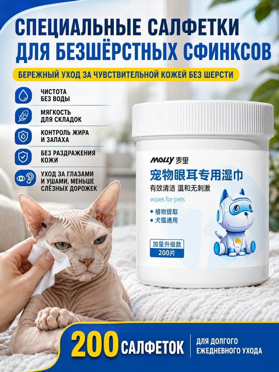 Салфетки для сфинксов влажные