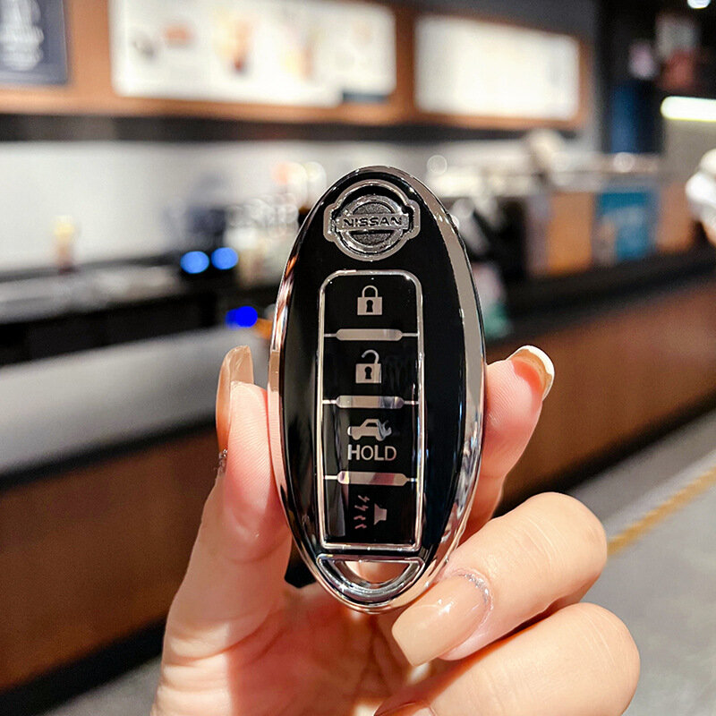 Nissan 4-Button Key Fob Case в черном цвете, одиночная упаковка для автомобилей Nissan, прочный чехол для ключей