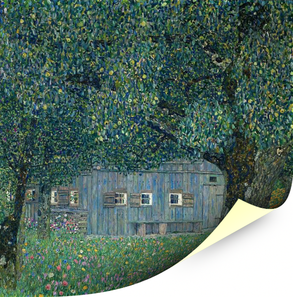 Картина для интерьера "Имение в верхней Австрии", художник Климт, Густав, печать на холсте (60х61 см / без подрамника)