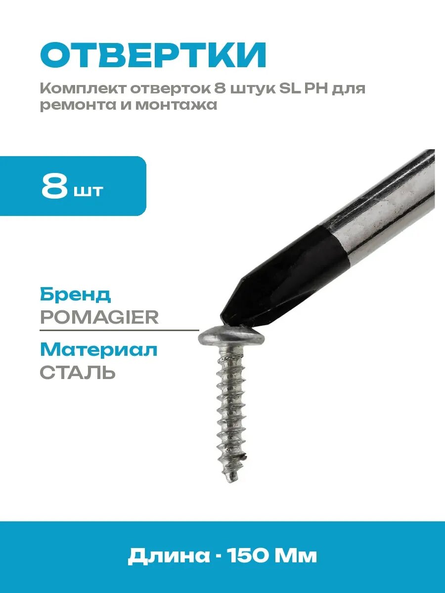 Набор ручных отверток 8 предметов для дома и мелкий ремонт