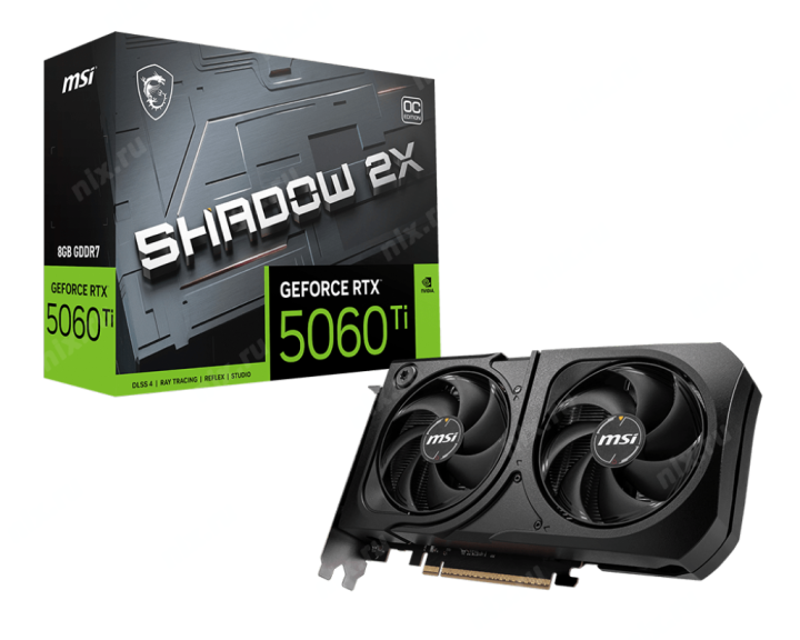 MSI GeForce RTX 5060 Ti 8G SHADOW 2X OC PLUS (GeForce® RTX 5060 Ti) 8 Гб, GDDR7, PCI Express